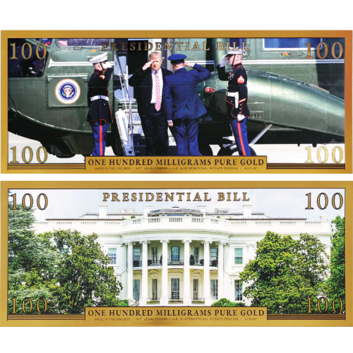 2025 100 Milligrams Presidential Gold Note Set of 2 - Finest Known