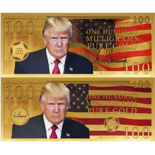 2025 100 Milligrams Presidential Gold Note Set of 2 - Finest Known
